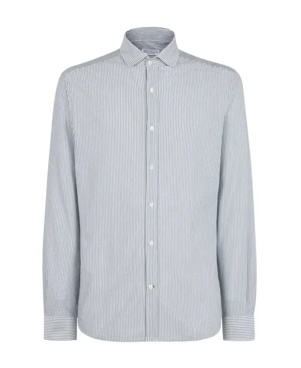 Brunello Cucinelli Striped Button-up Shirt - Gray