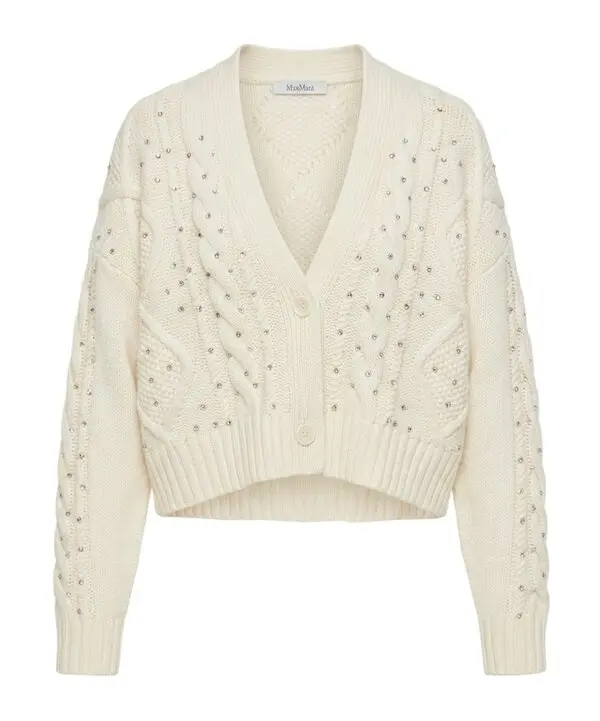 Max Mara Embellished Ribbed Knit Cardigan