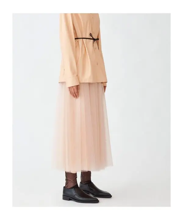 Fabiana Filippi High Waist Tulle Midi Skirt - Nude