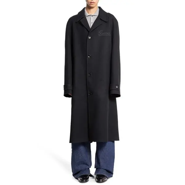 Gucci Collared Button-up Coat - Black