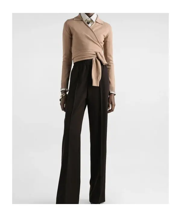 Dolce & Gabbana Wrapped Knitted Cardigan With Lapel Neck - Brown