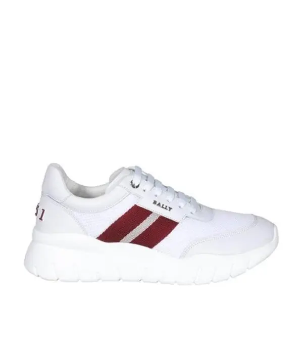 Bally Striped Casual Sports Sneakers - White