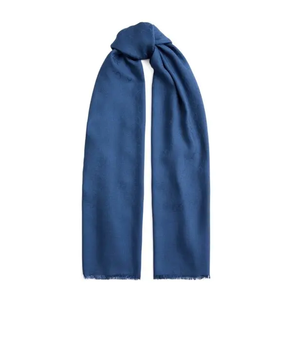 Gucci Logo Wool Scarf - Blue