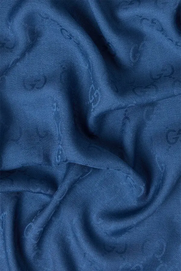Gucci Logo Wool Scarf - Blue