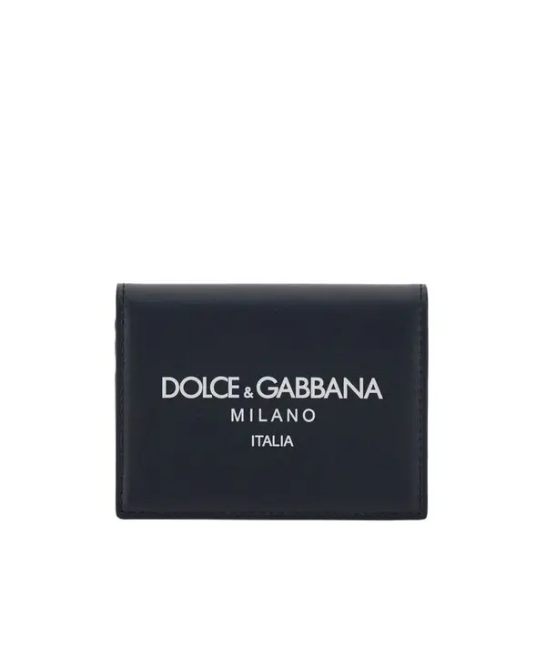 Dolce & Gabbana Dolce Gabbana Logo Printed Foldover Top Wallet - Black