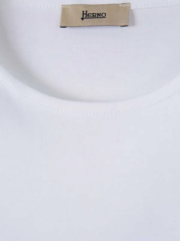 Herno Short-sleeve Crewneck T-shirt With Side Snap Detailing - White