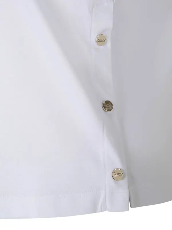 Herno Short-sleeve Crewneck T-shirt With Side Snap Detailing - White