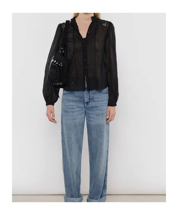 Isabel Marant Étoile Embroidered Lace Detail Shirt - Black