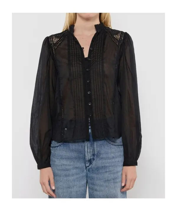 Isabel Marant Étoile Embroidered Lace Detail Shirt - Black