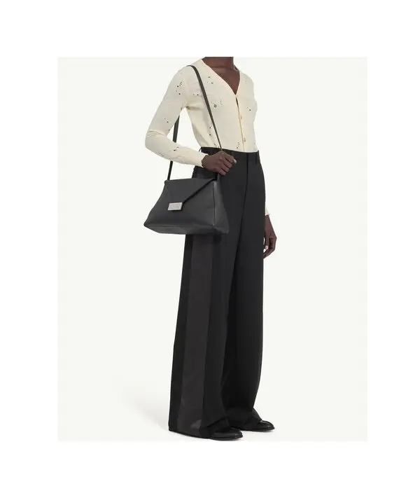 MAISON MARGIELA Wide-leg Wool Blend Trousers With Satin Side Panels