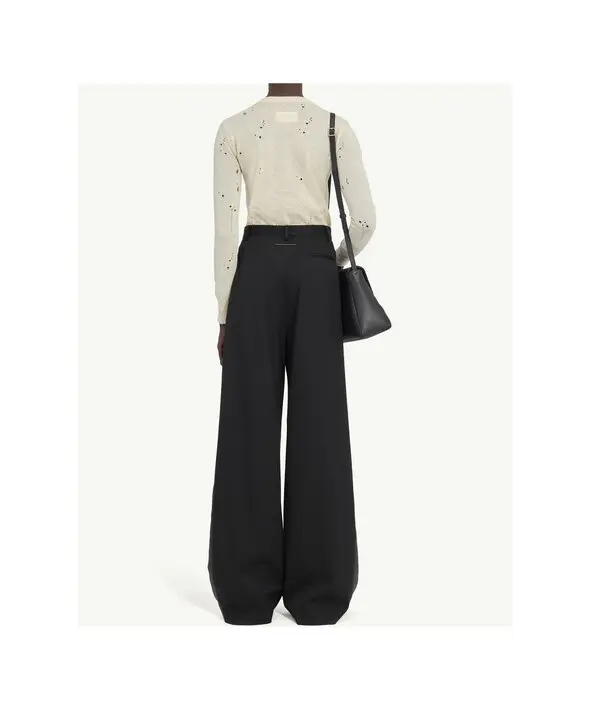 MAISON MARGIELA Wide-leg Wool Blend Trousers With Satin Side Panels