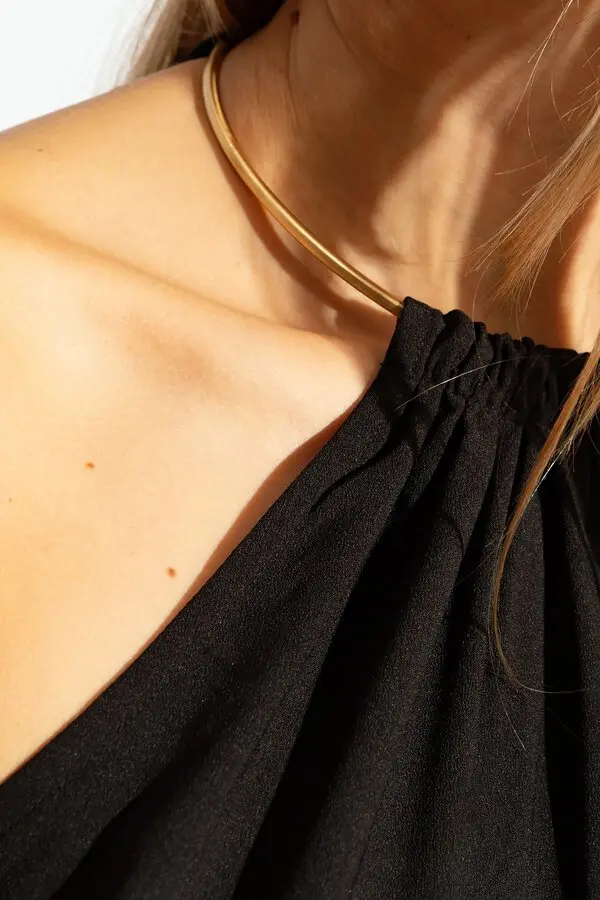 Cult Gaia Feather Trim Halter Dress
