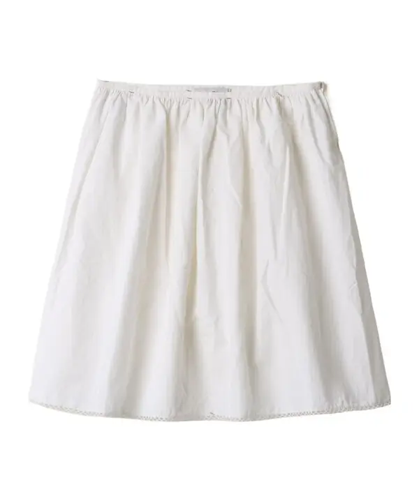 Miu Miu Slubbed Poplin Skirt With Lace Trim