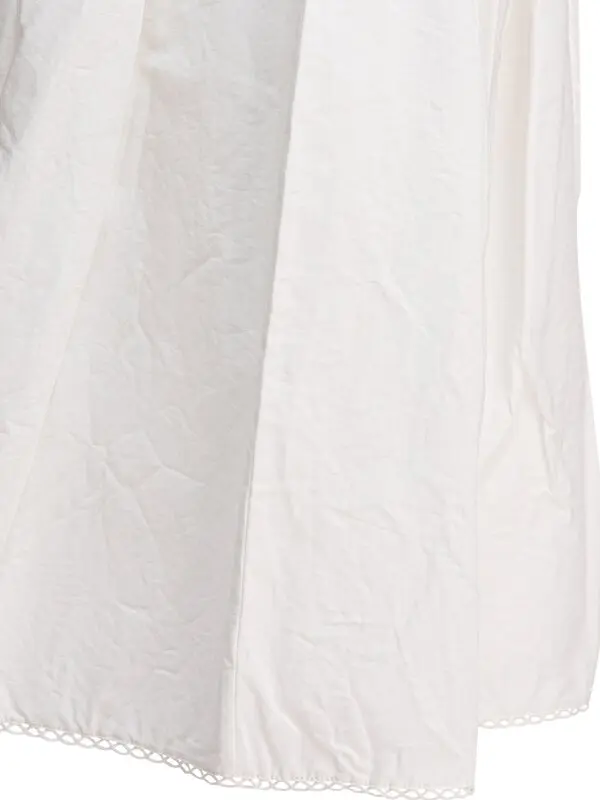 Miu Miu Slubbed Poplin Skirt With Lace Trim