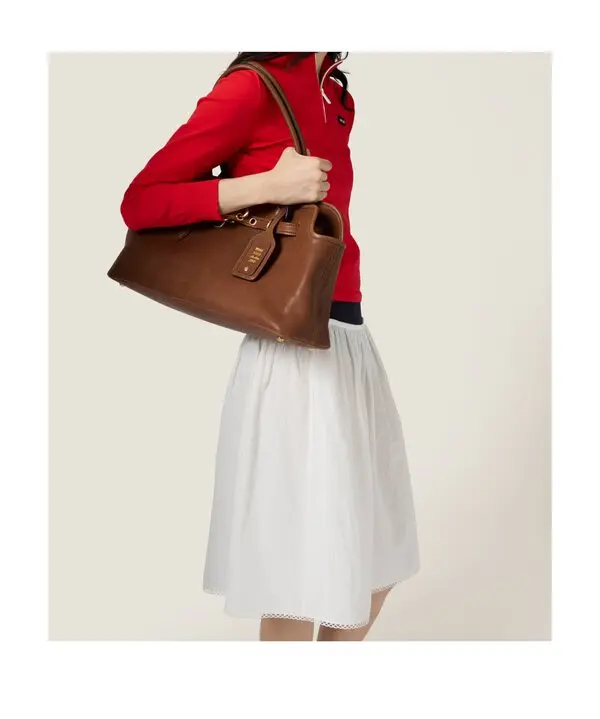 Miu Miu Slubbed Poplin Skirt With Lace Trim