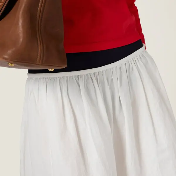 Miu Miu Slubbed Poplin Skirt With Lace Trim