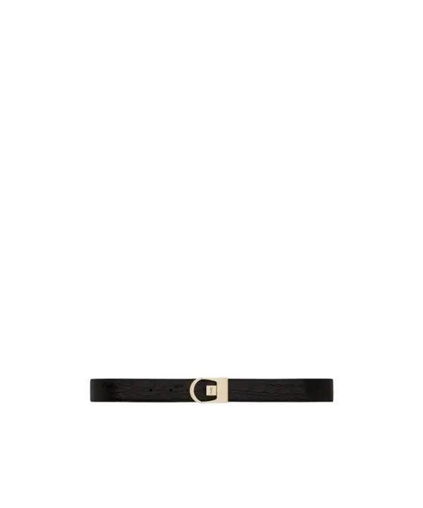 Saint Laurent Logo Engraved Reversible Belt - Black