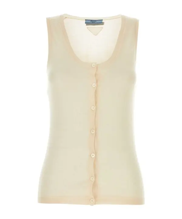 Prada V-neck Buttoned Tank Top