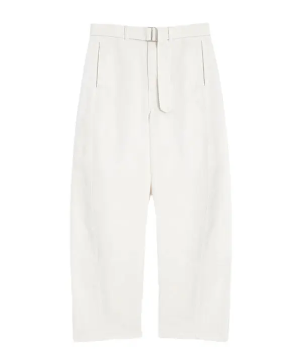 LEMAIRE Twisted Belted Straight-leg Trousers - White
