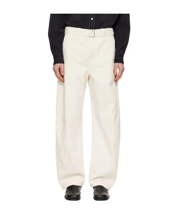 LEMAIRE Twisted Belted Straight-leg Trousers - White