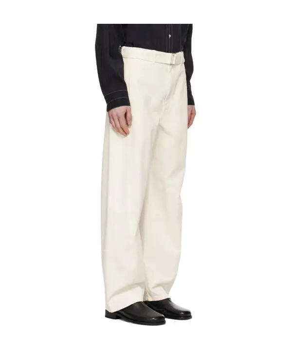 LEMAIRE Twisted Belted Straight-leg Trousers - White