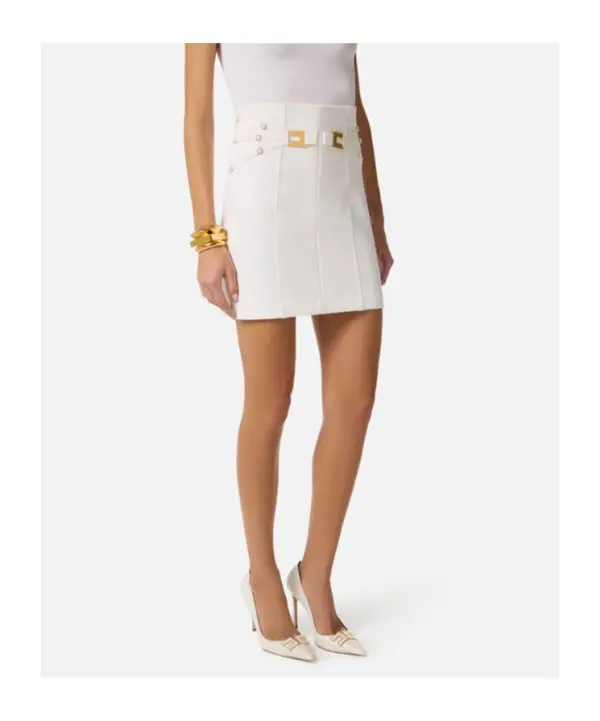 Elisabetta Franchi High-waisted Mini Skirt With Gold Logo Plaque