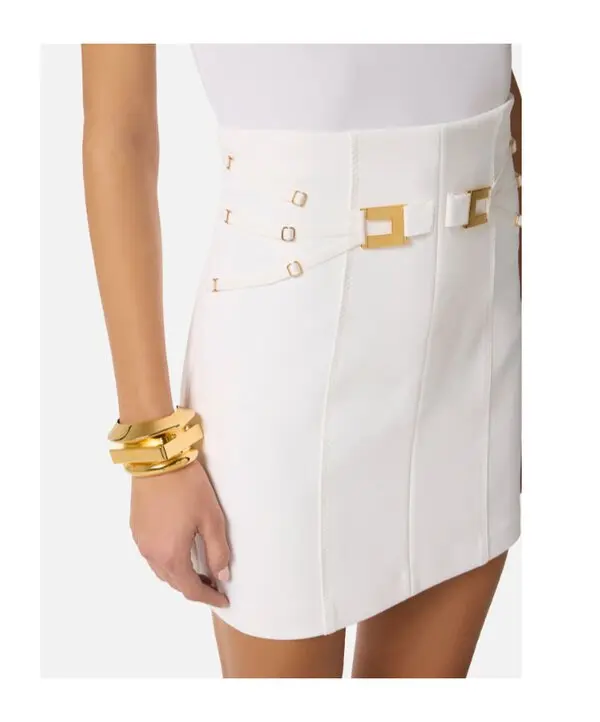 Elisabetta Franchi High-waisted Mini Skirt With Gold Logo Plaque