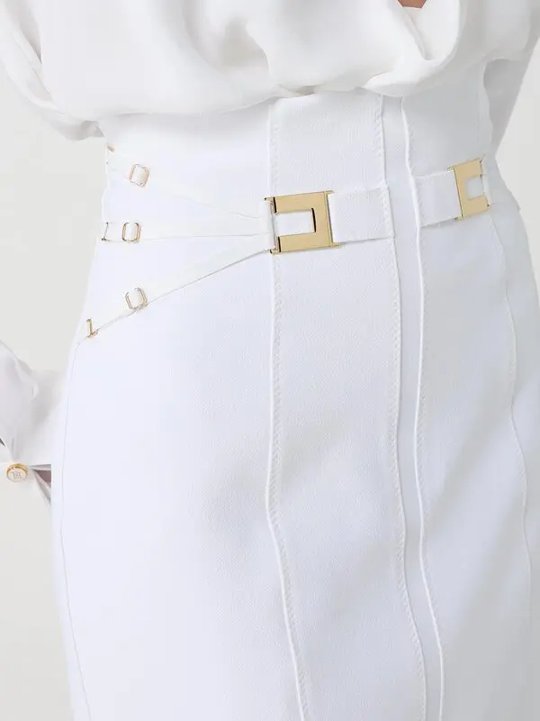 Elisabetta Franchi High-waisted Mini Skirt With Gold Logo Plaque