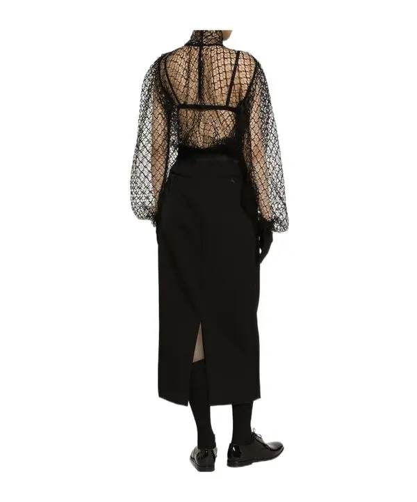 Dolce & Gabbana Calf-length Tuxedo Pencil Skirt - Black