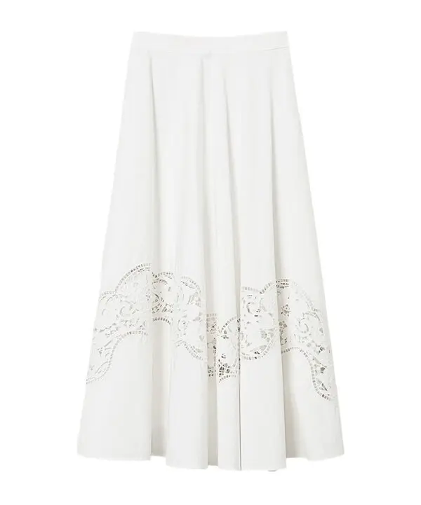 TWINSET A-line Openwork Midi Skirt - White