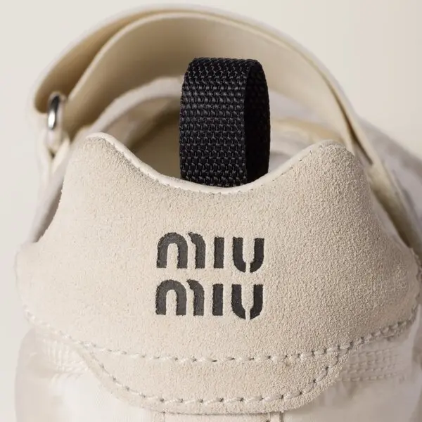 Miu Miu Round Toe Ballet Flats With Hook-and-loop Closure - Ivory