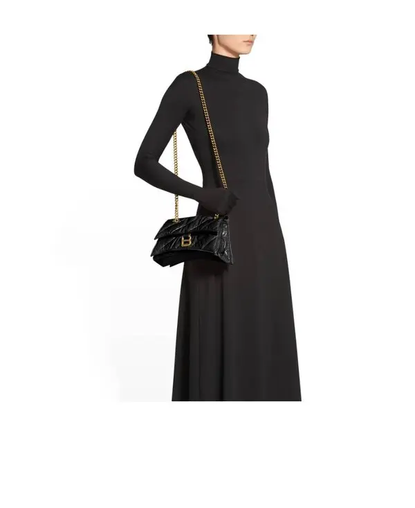 Balenciaga Crush Small Shoulder Bag - Black