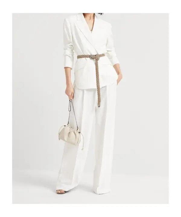 Brunello Cucinelli Fluid Twill Loose Pleated Trousers