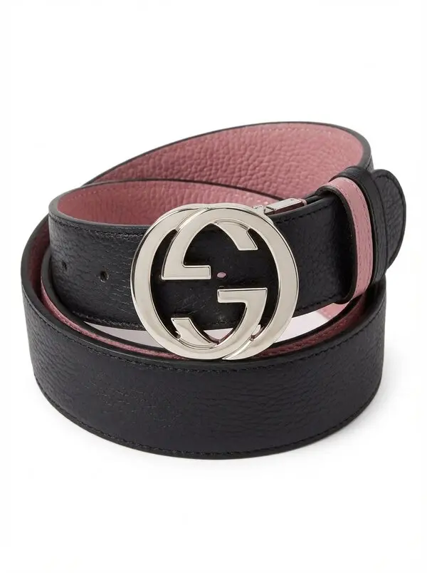 Gucci Logo Double-sided Leather Belt - Black