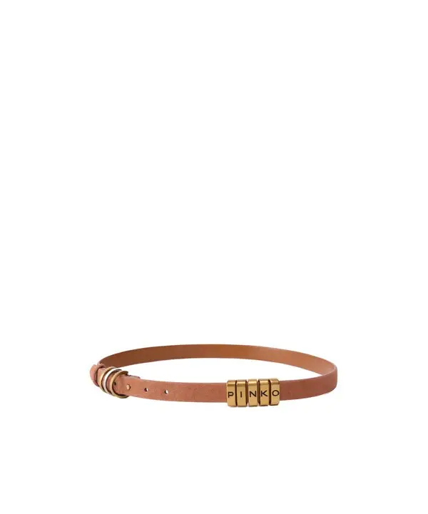 Pinko 2cm Suede Belt With Logo-engraved Rings