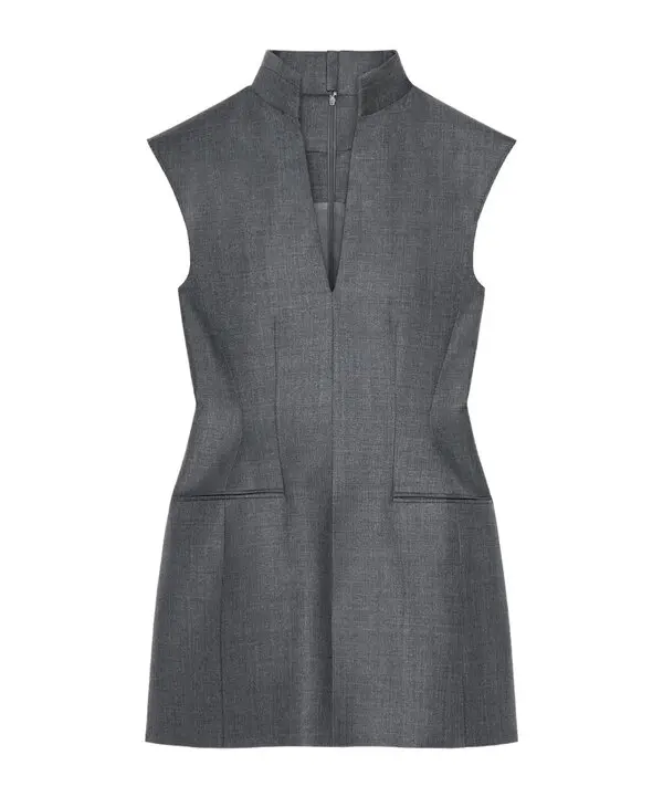 Givenchy Sleeveless Tailored Dress In Wool - Gray Mixture