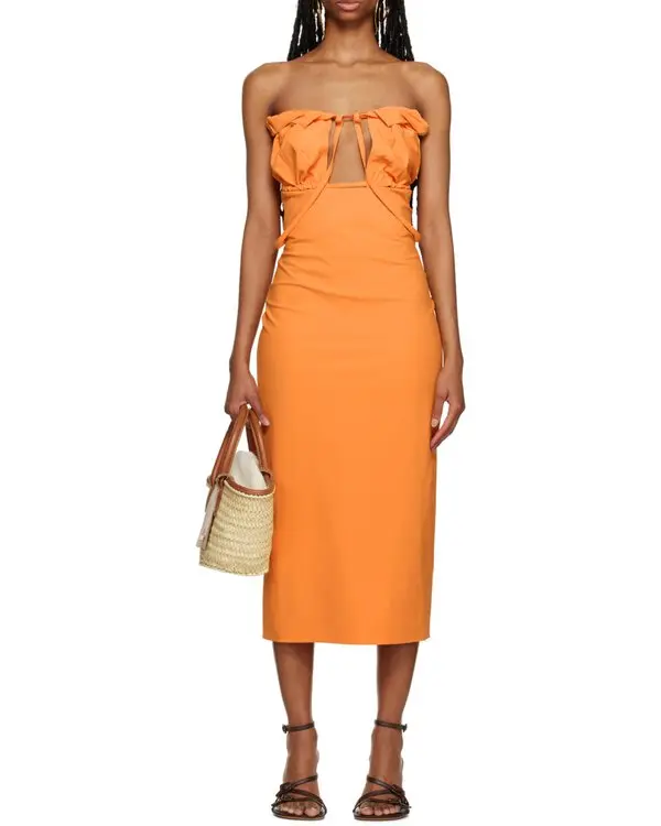 Jacquemus Lace Detail Strapless Midi Dress
