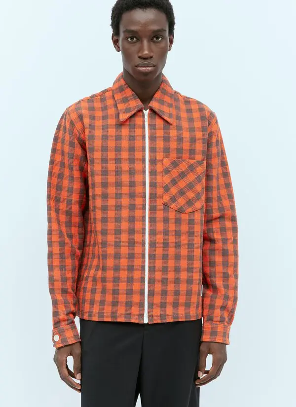 WALES BONNER Plaid Long Sleeve Zip Up Jacket