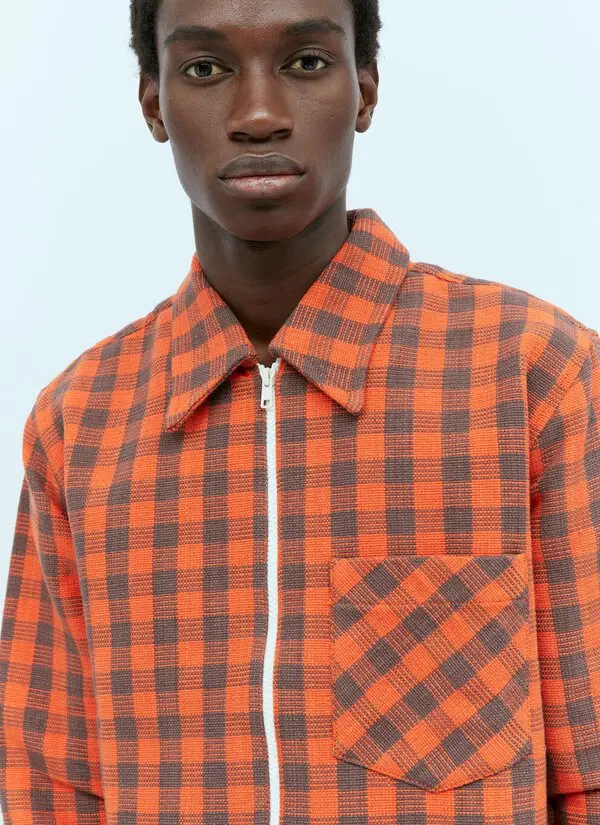 WALES BONNER Plaid Long Sleeve Zip Up Jacket