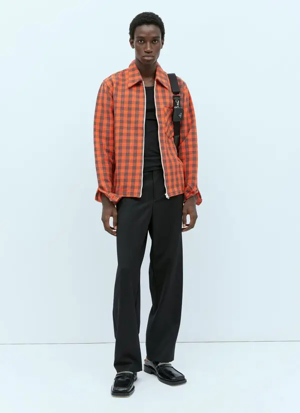 WALES BONNER Plaid Long Sleeve Zip Up Jacket