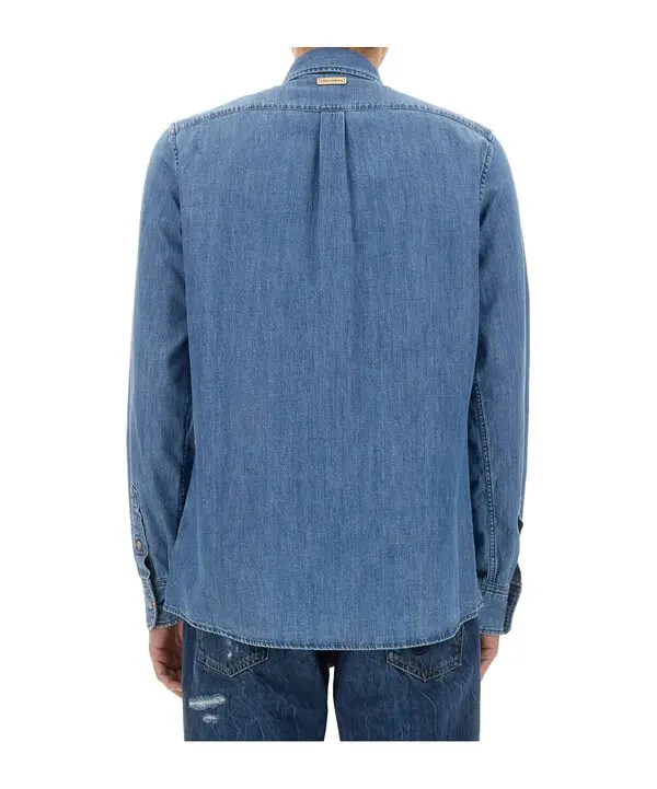Dolce & Gabbana Dolce Gabbana Curved Hem Denim Shirt