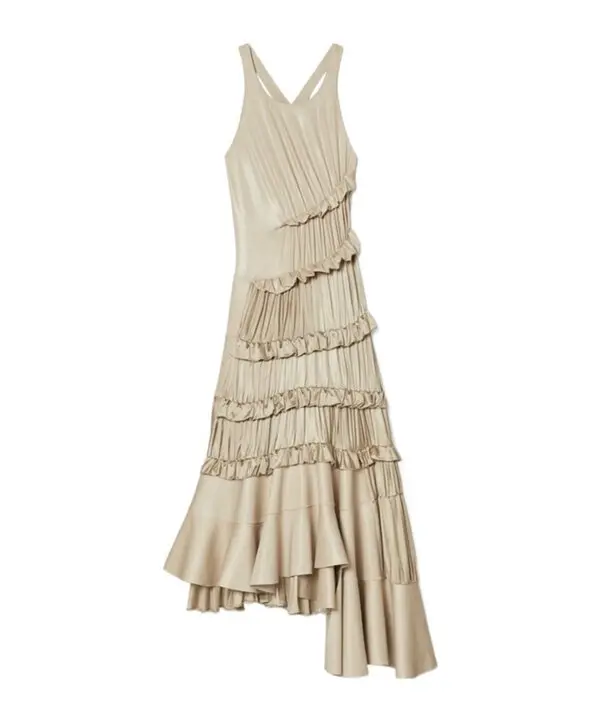 Tory Burch Liquid Jersey Ruffle Dress - Nude