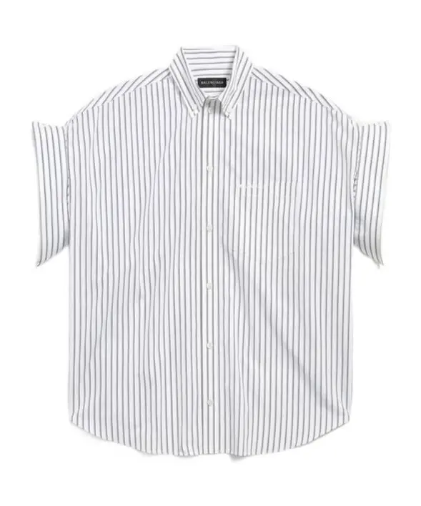 Balenciaga Button-down Shirt With Folded Cuffs - White/blue