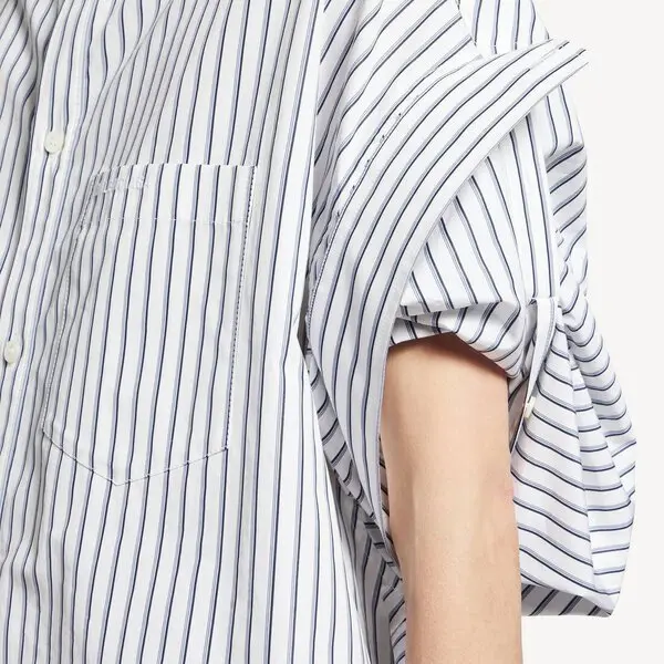 Balenciaga Button-down Shirt With Folded Cuffs - White/blue