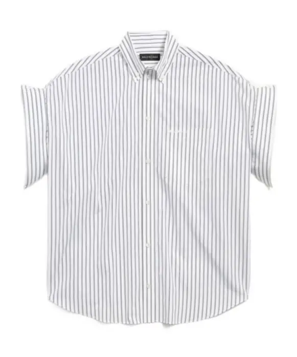 Balenciaga Tucked Short-sleeve Shirt - White/blue