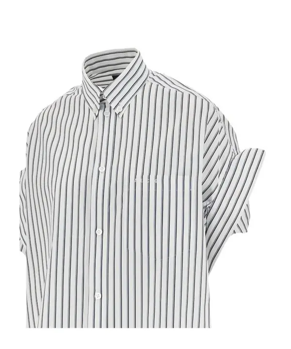 Balenciaga Tucked Short-sleeve Shirt - White/blue
