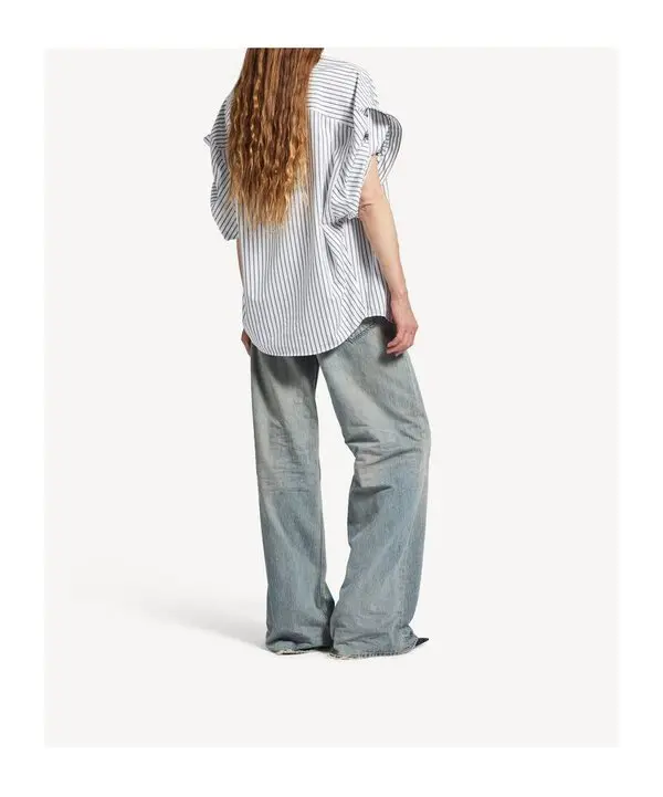 Balenciaga Tucked Short-sleeve Shirt - White/blue