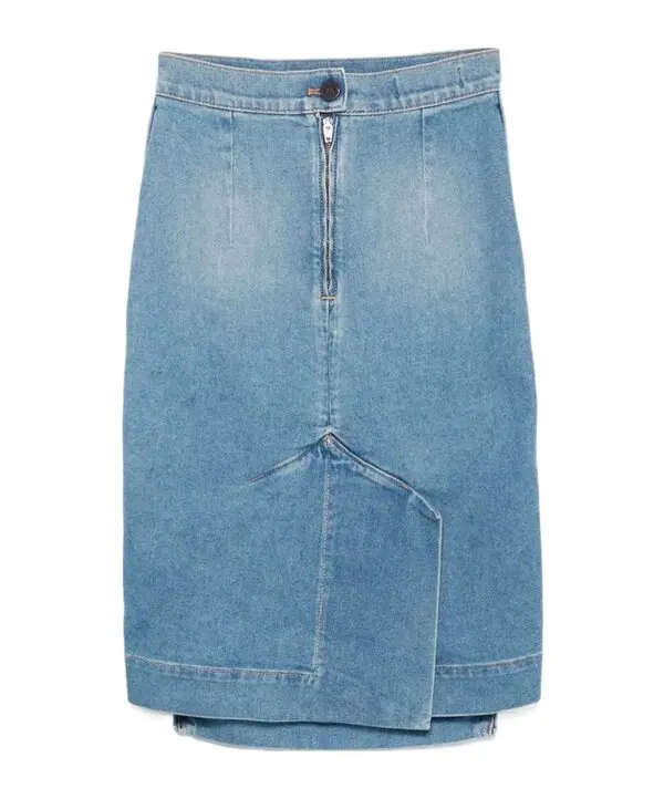 VIVIENNE WESTWOOD Orb Logo Embroidered Asymmetric Denim Skirt
