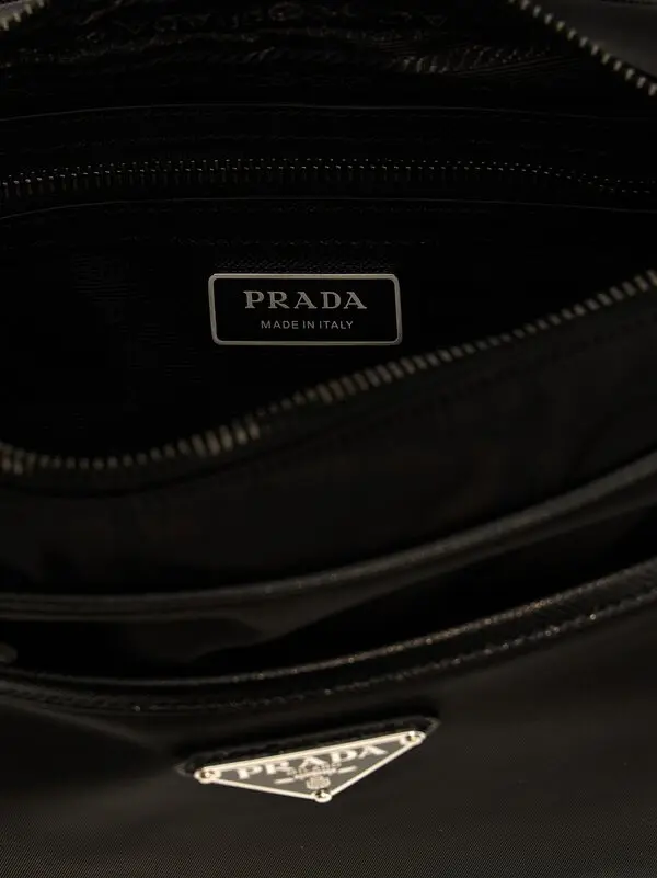 Prada Triangle Logo Shoulder Bag - Black