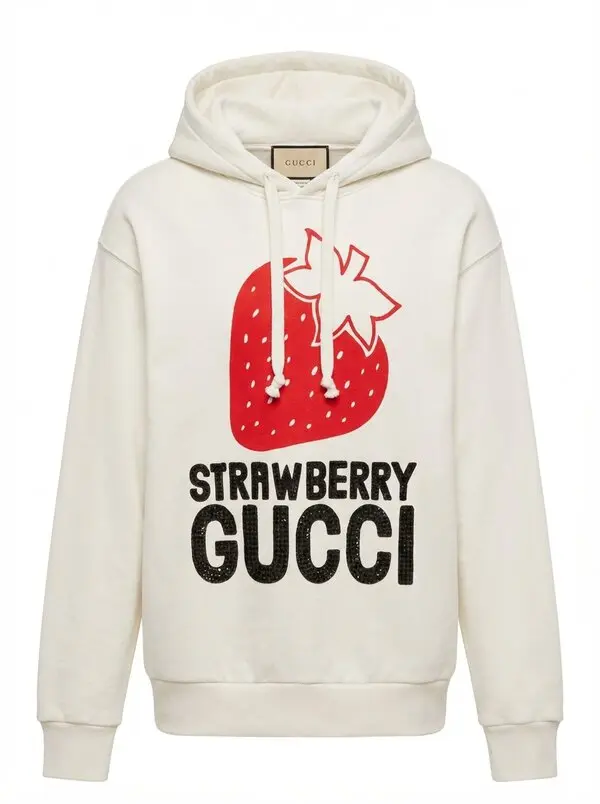Gucci Strawberry Print Hoodie - Off White